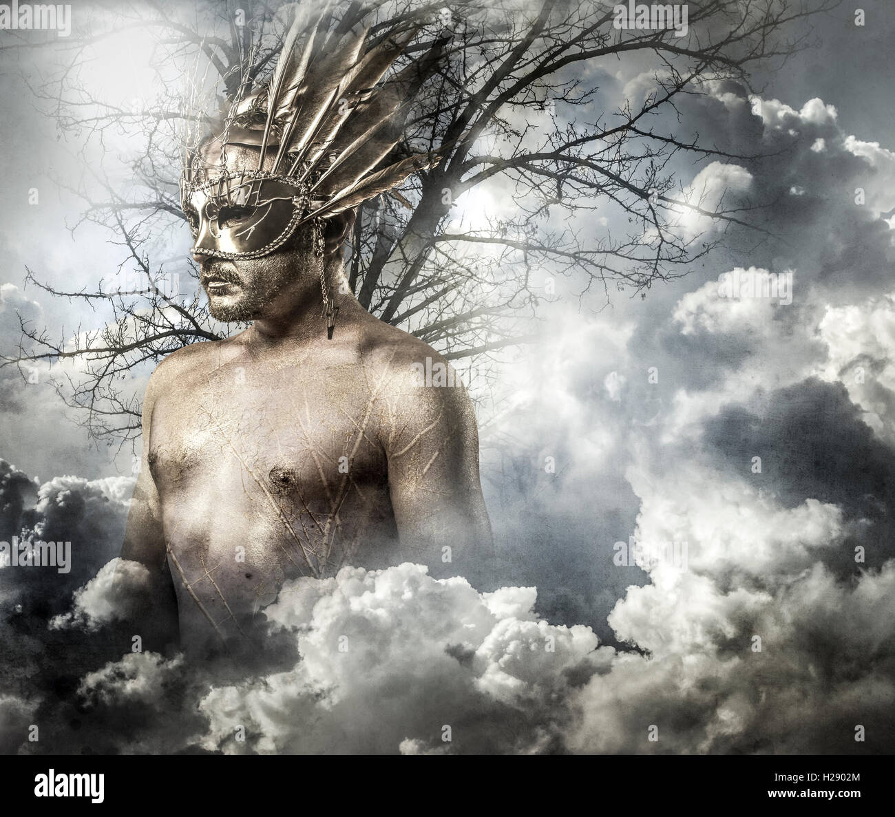 Greek Olympian god, deity, concept, man with golden mask Stock Photo ...