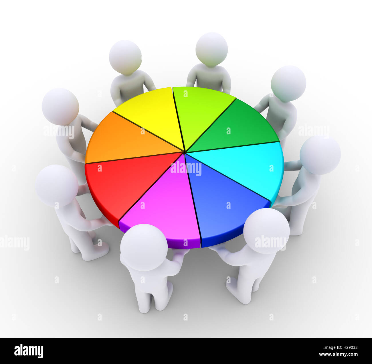 People holding pieces of pie chart Stock Photo - Alamy