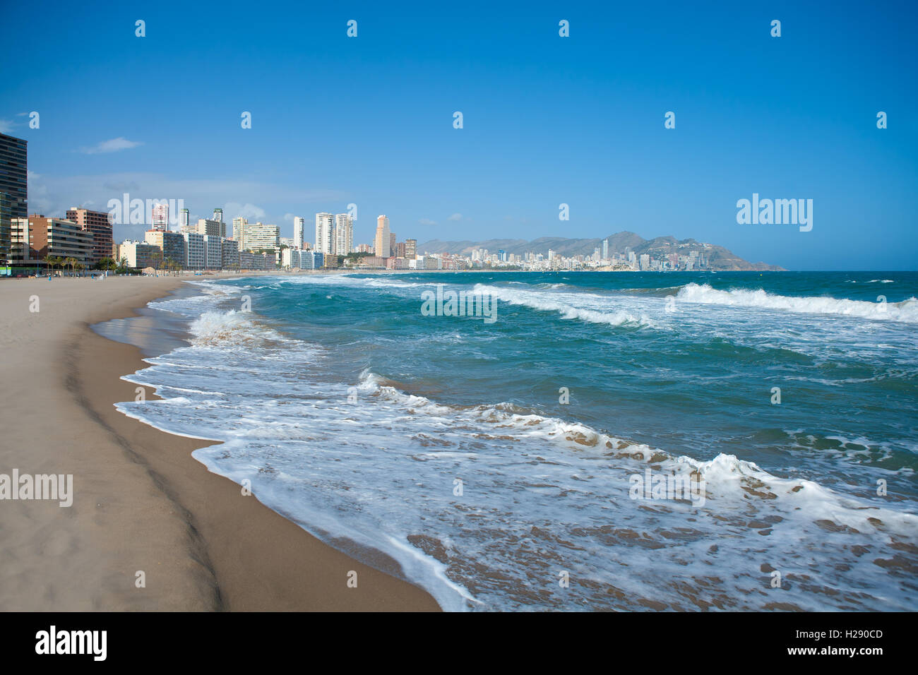 Benidorm Alicante beach buildings and Mediterranean Stock Photo - Alamy