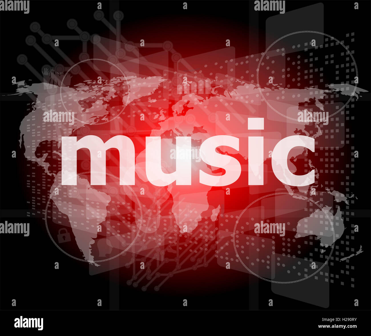 music word, backgrounds touch screen with transparent buttons. concept ...