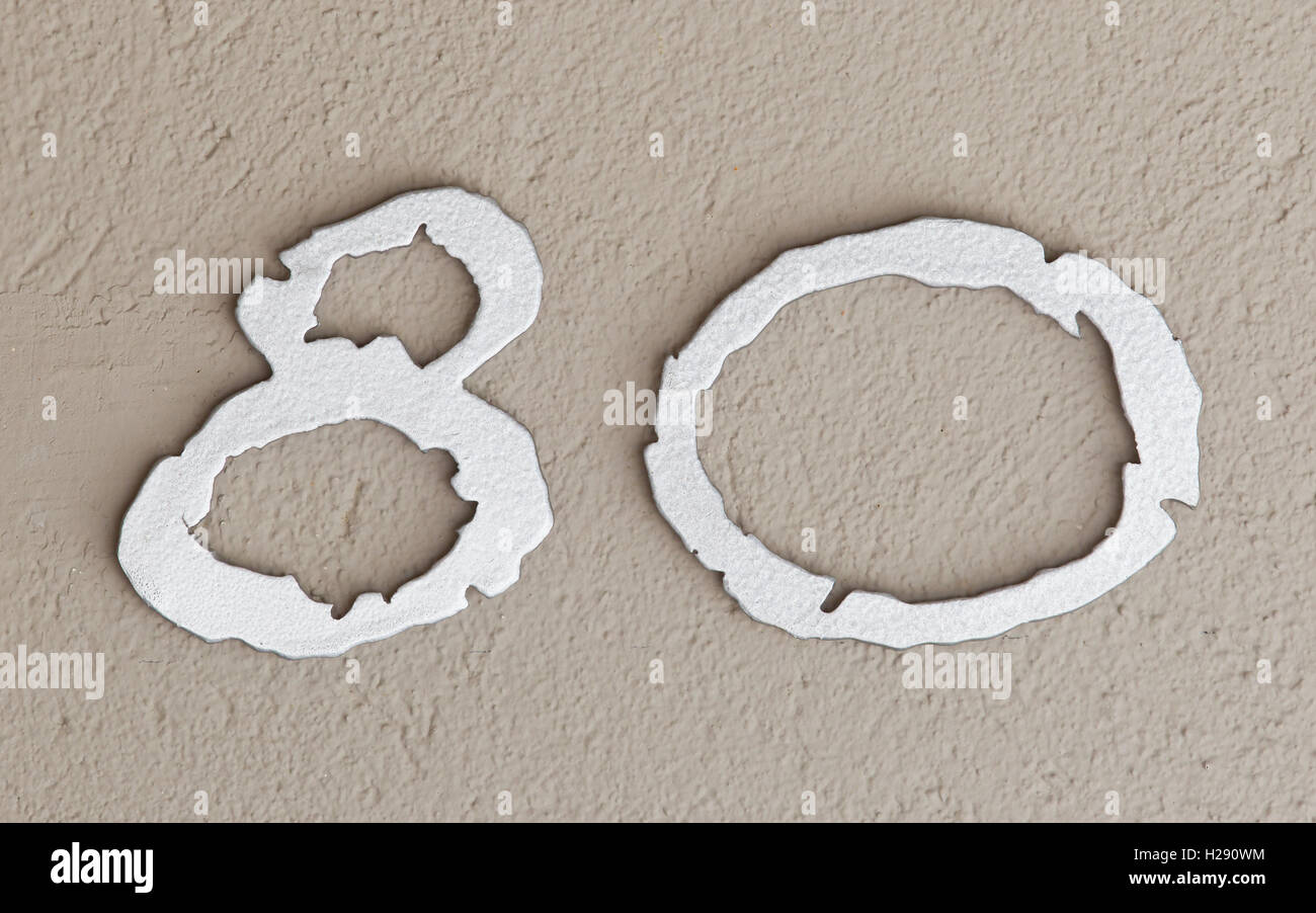 Metal number eighty on a wall Stock Photo - Alamy