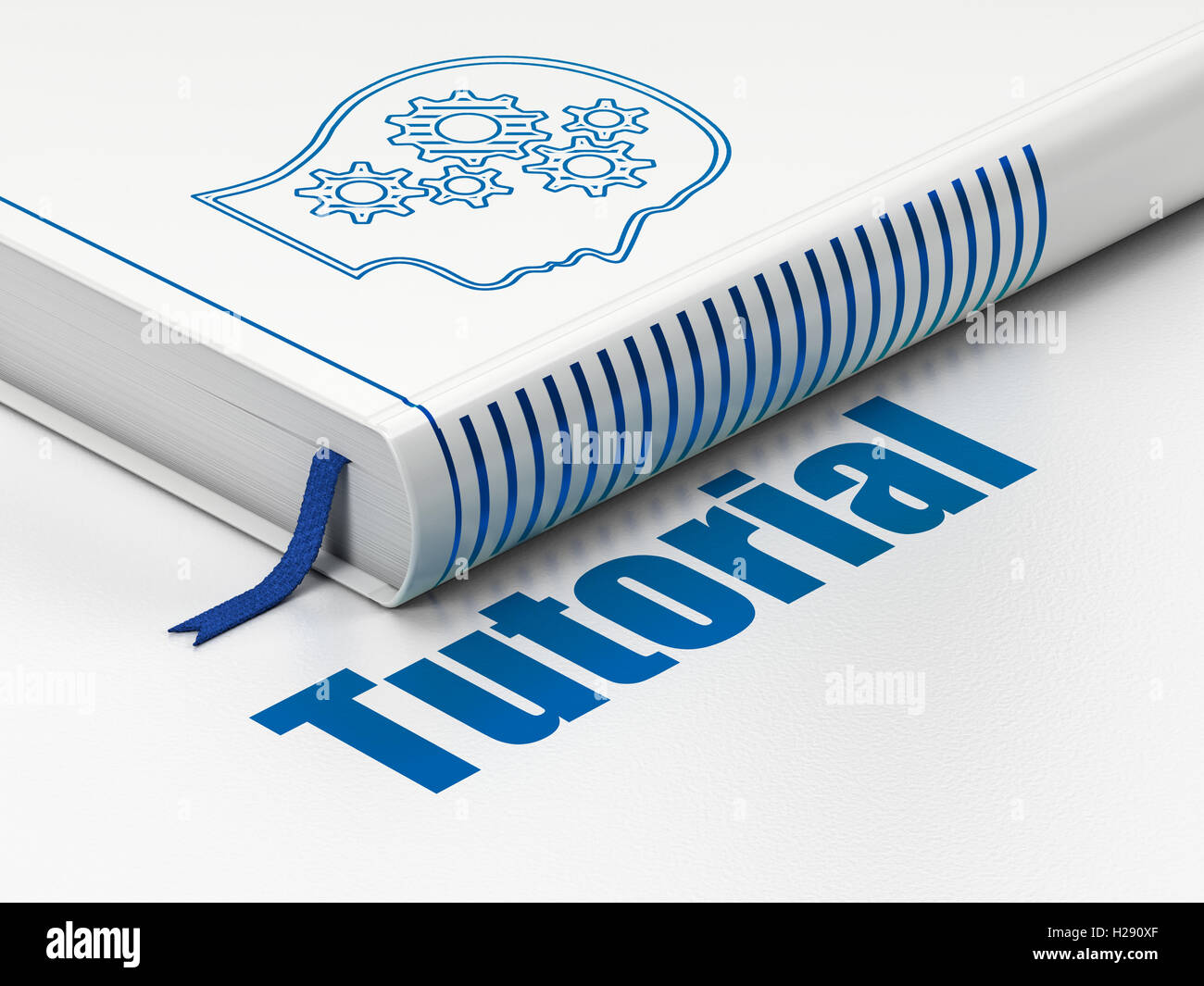 Education concept: book Head With Gears, Tutorial on white background ...