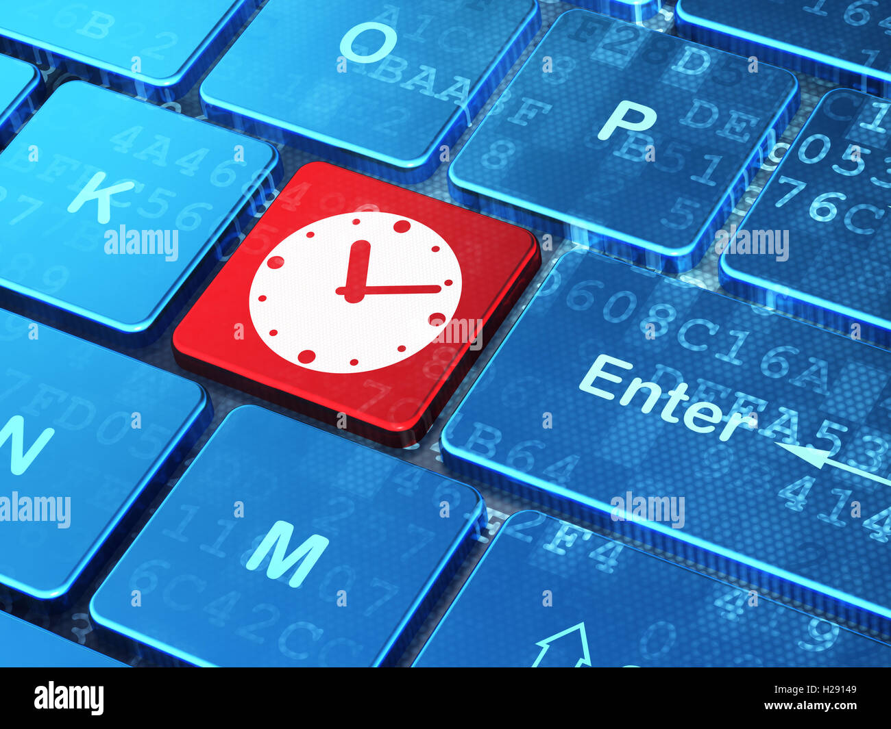 Time concept: Clock on computer keyboard background Stock Photo - Alamy