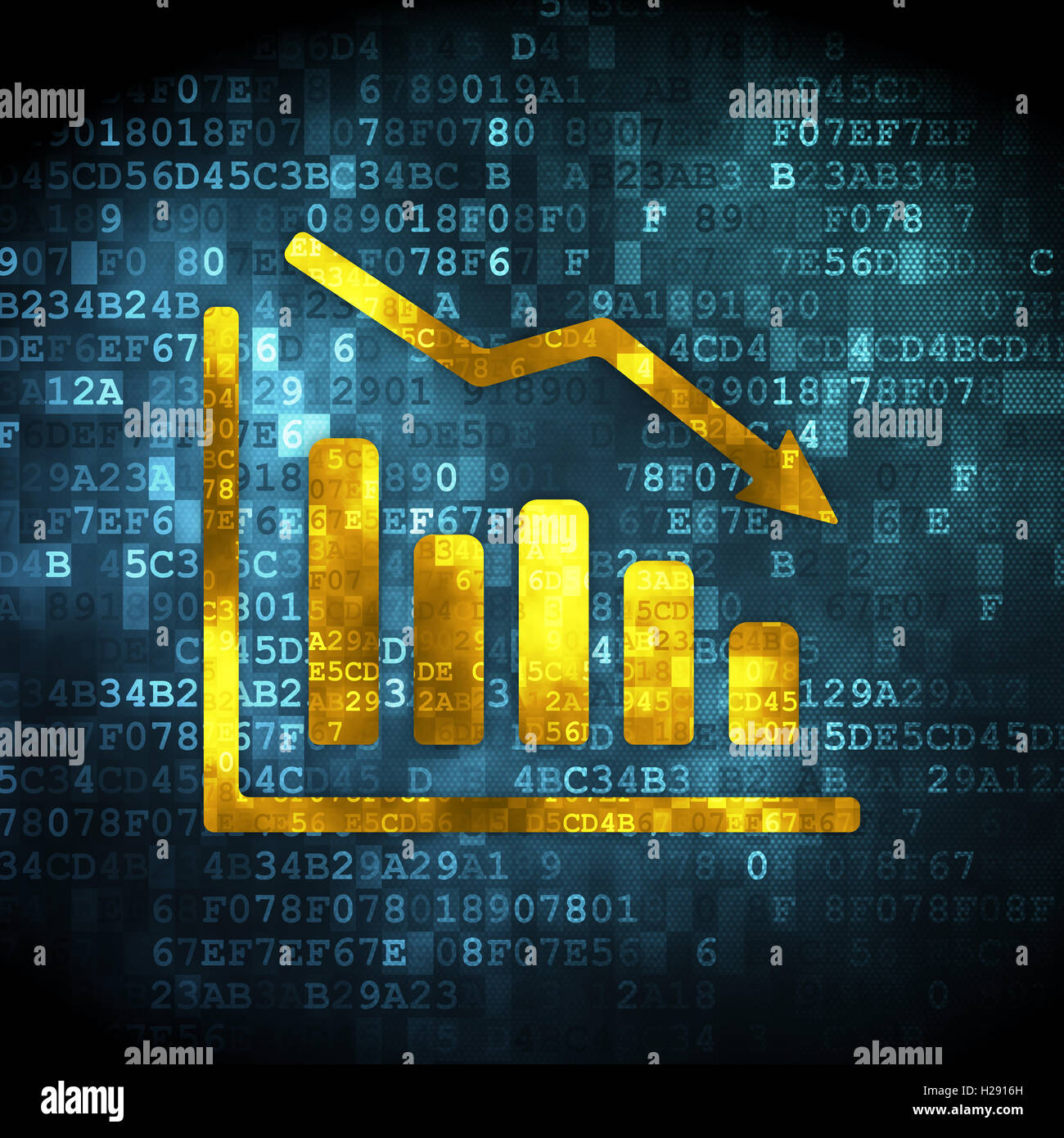 Business concept: Decline Graph on digital background Stock Photo - Alamy