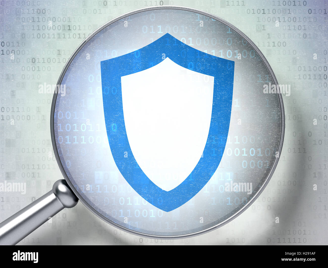 Security concept: Contoured Shield with optical glass on digital ...