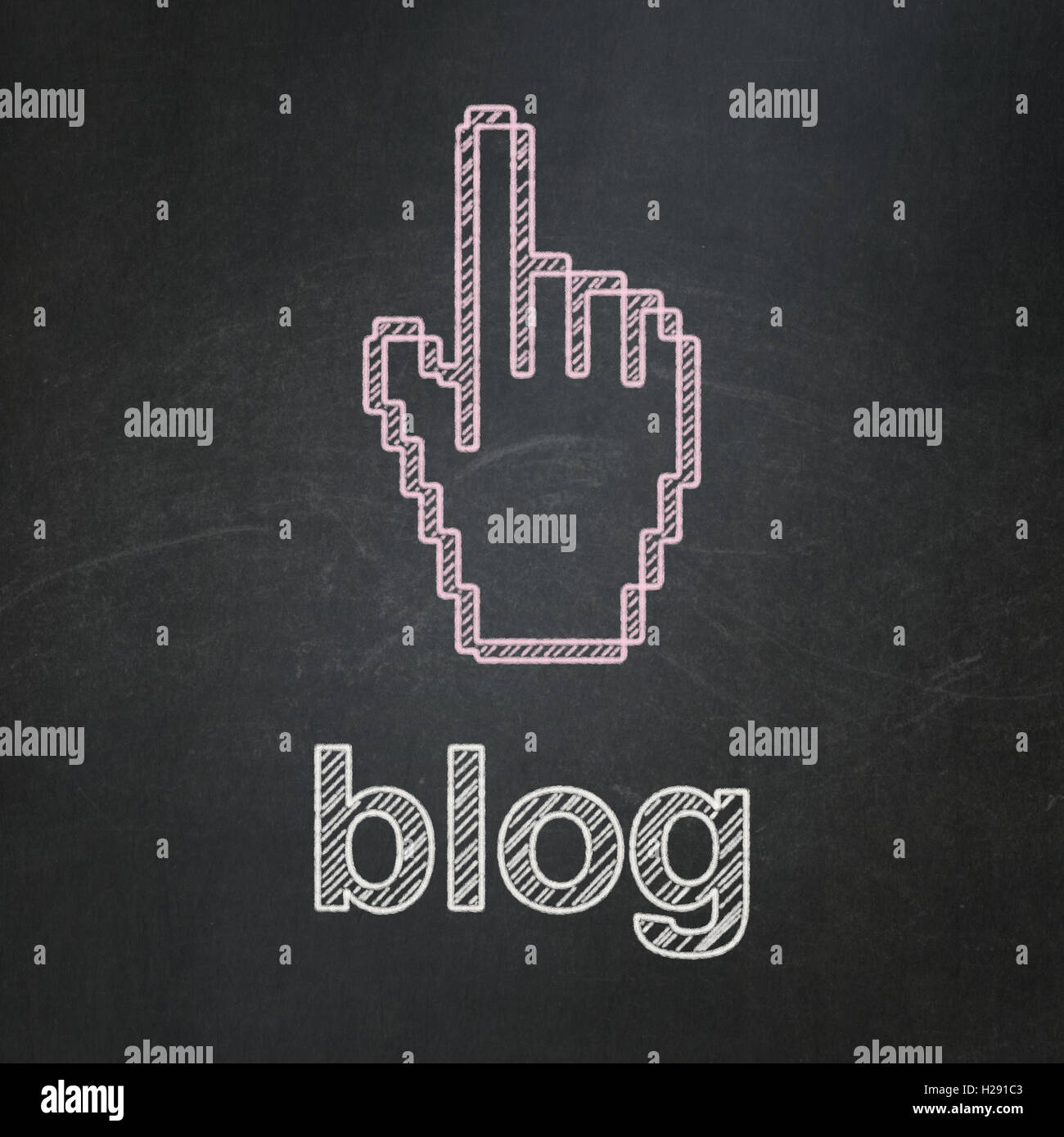Web design concept: Mouse Cursor and Blog on chalkboard background Stock Photo - Alamy