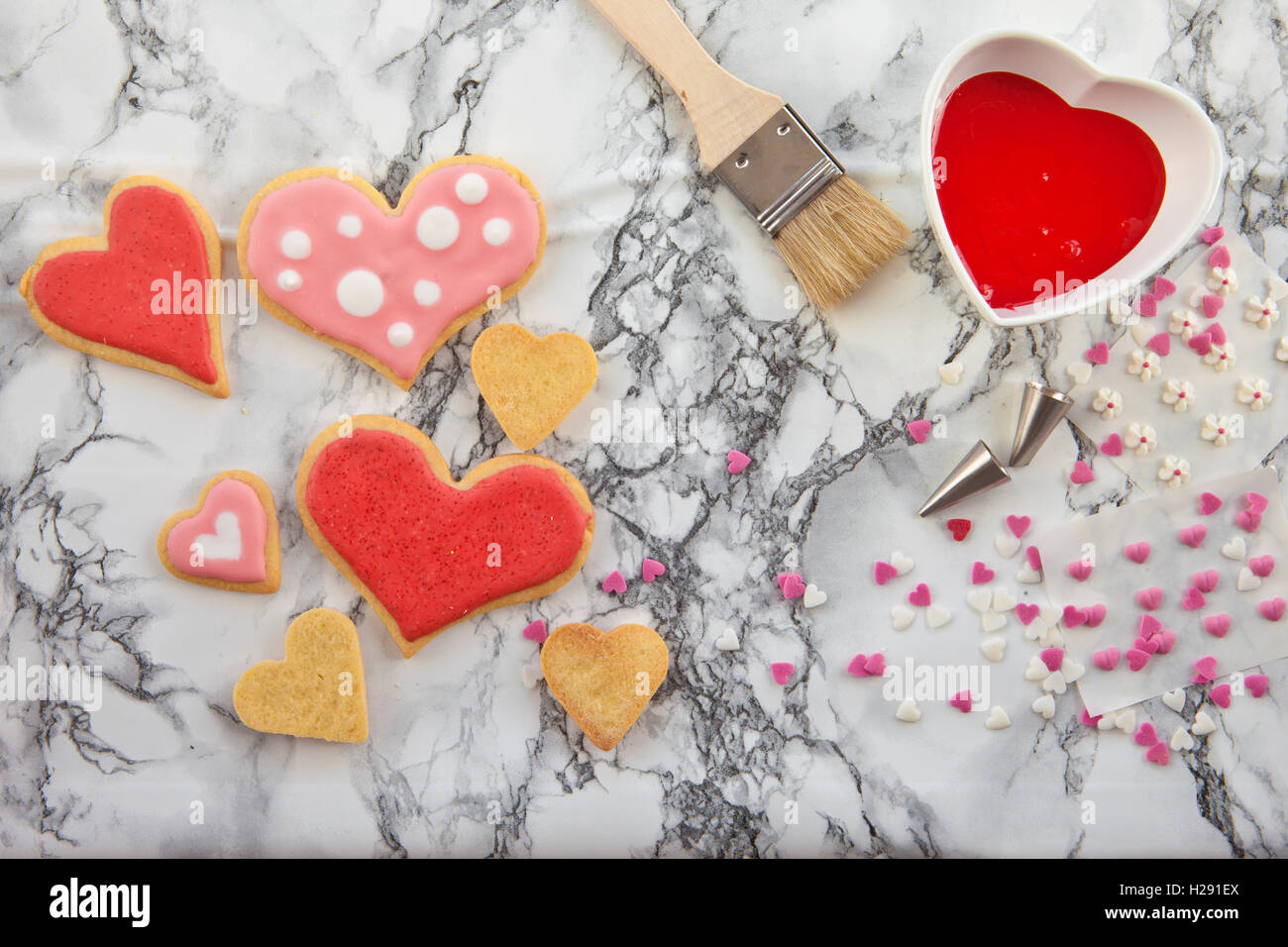 Colorful cookies on marble plate Stock Photo - Alamy