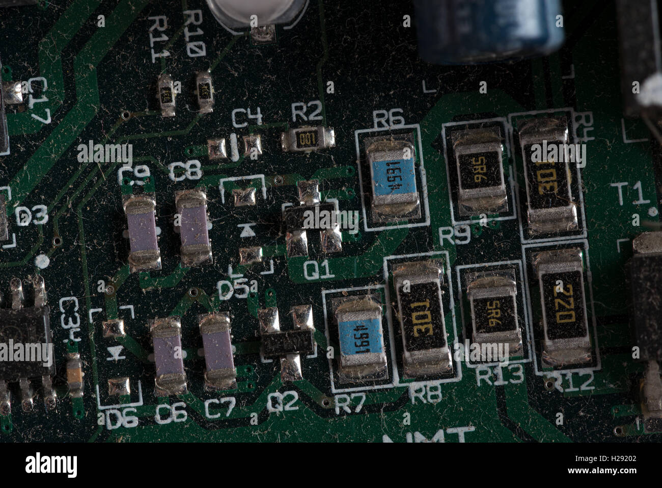 Electric circuit board miniaturized components diodes capacitors ...