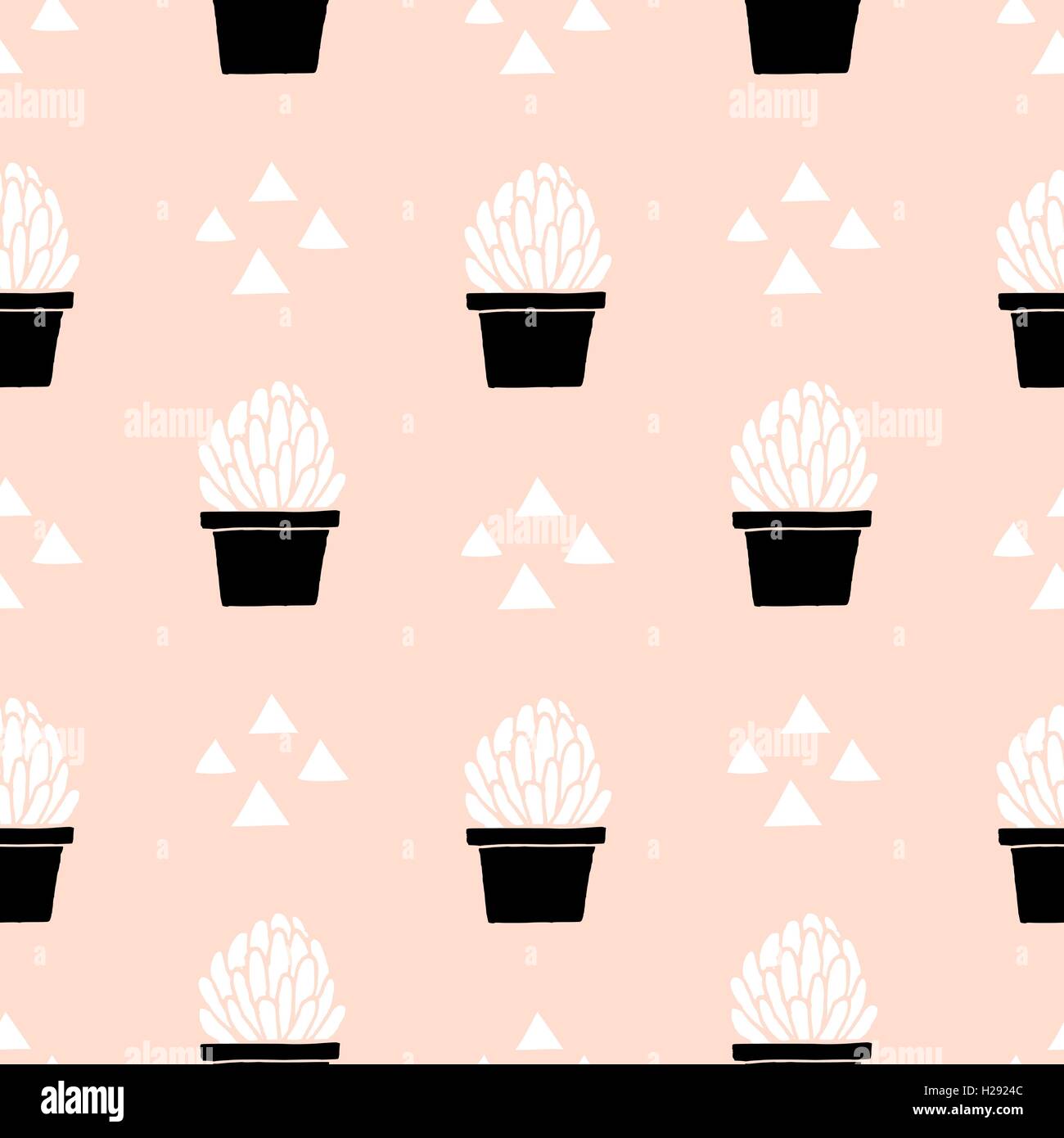 Hand drawn seamless repeating pattern with triangle shapes and ...