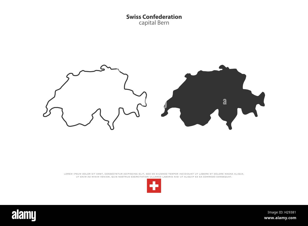 Swiss Confederation map and official flag over white background. vector ...