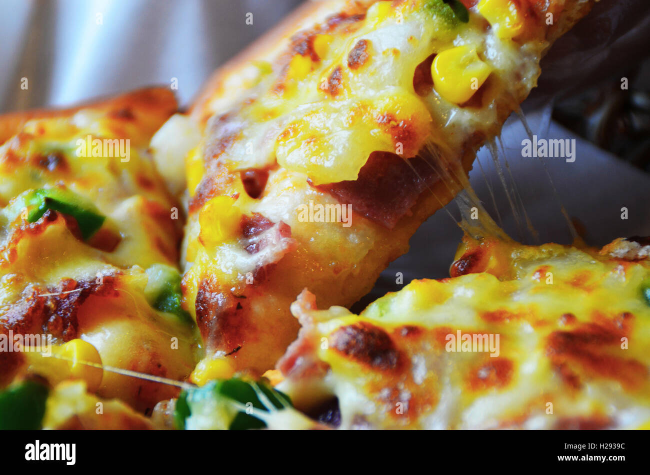 Fresh delicious home cooked pizza close up Stock Photo - Alamy