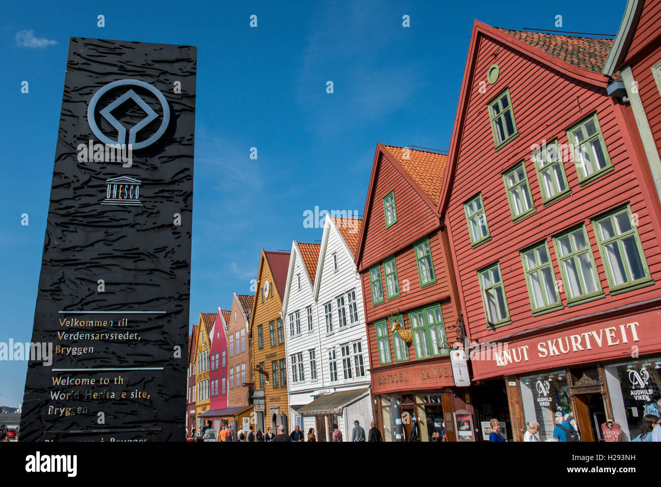 Norway, Bergen. Bryggen, historic waterfront area. Wooden historic ...