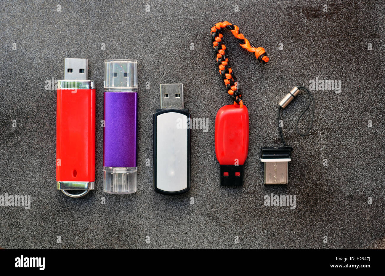 five flash usb types Stock Photo - Alamy