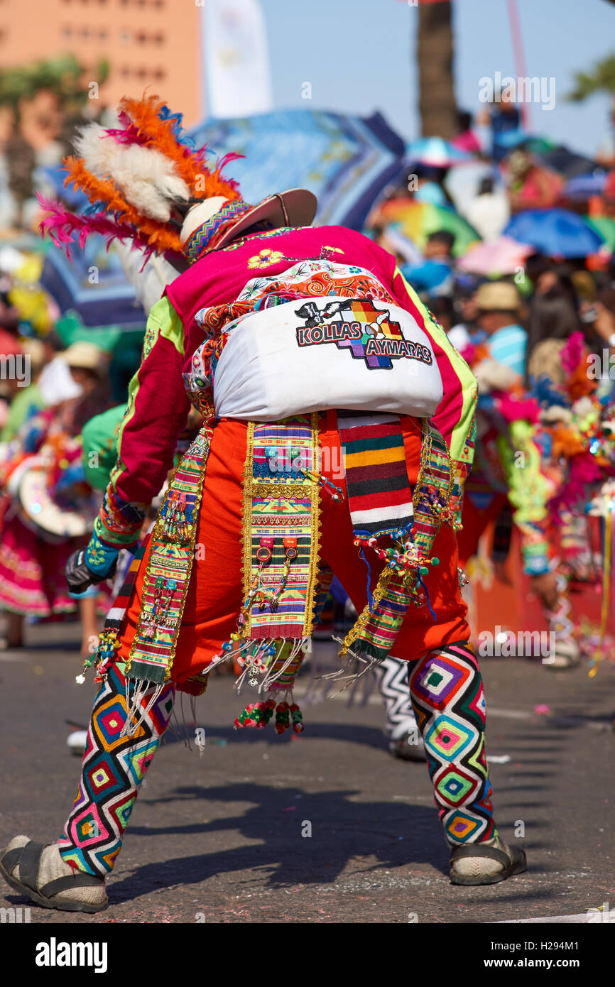 Tinkus dancing group in colourful costumes performing at the Carnaval ...
