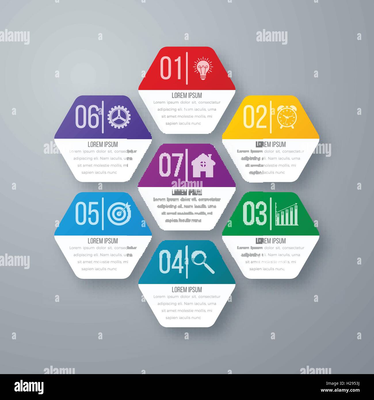 Vector illustration infographics seven hexagons Stock Vector Image ...