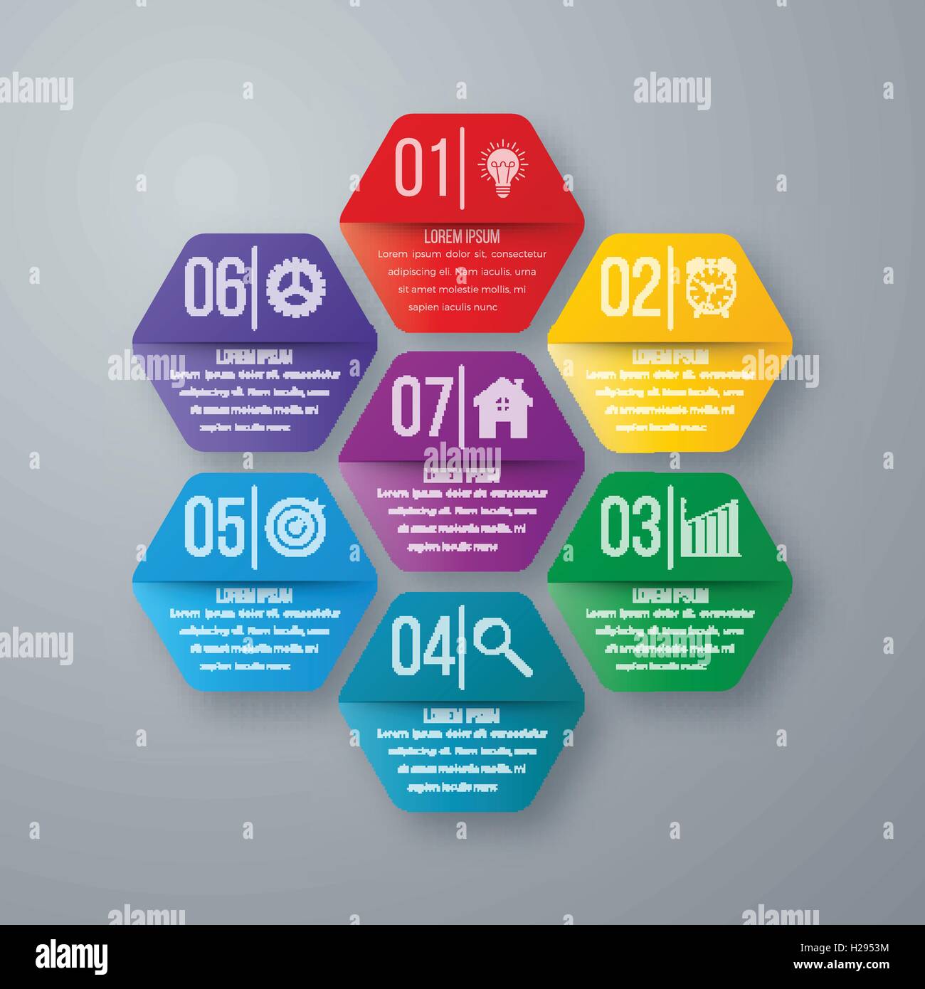 Vector illustration infographics seven hexagons Stock Vector Image ...