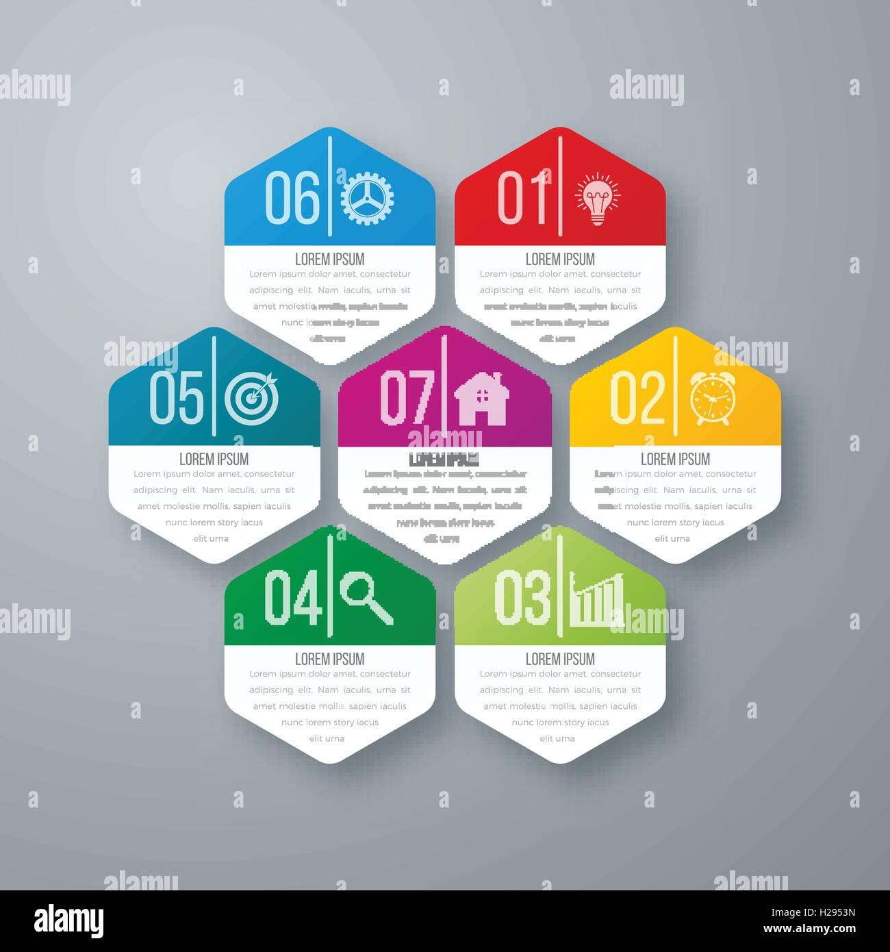 Vector illustration infographics seven hexagons Stock Vector Image ...