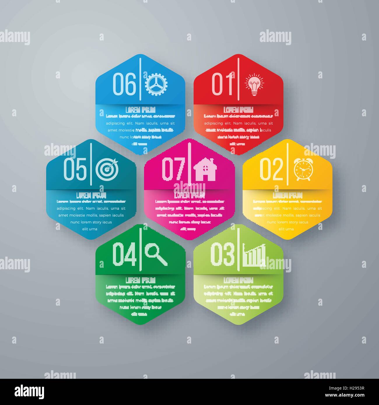Vector illustration infographics seven hexagons Stock Vector Image ...