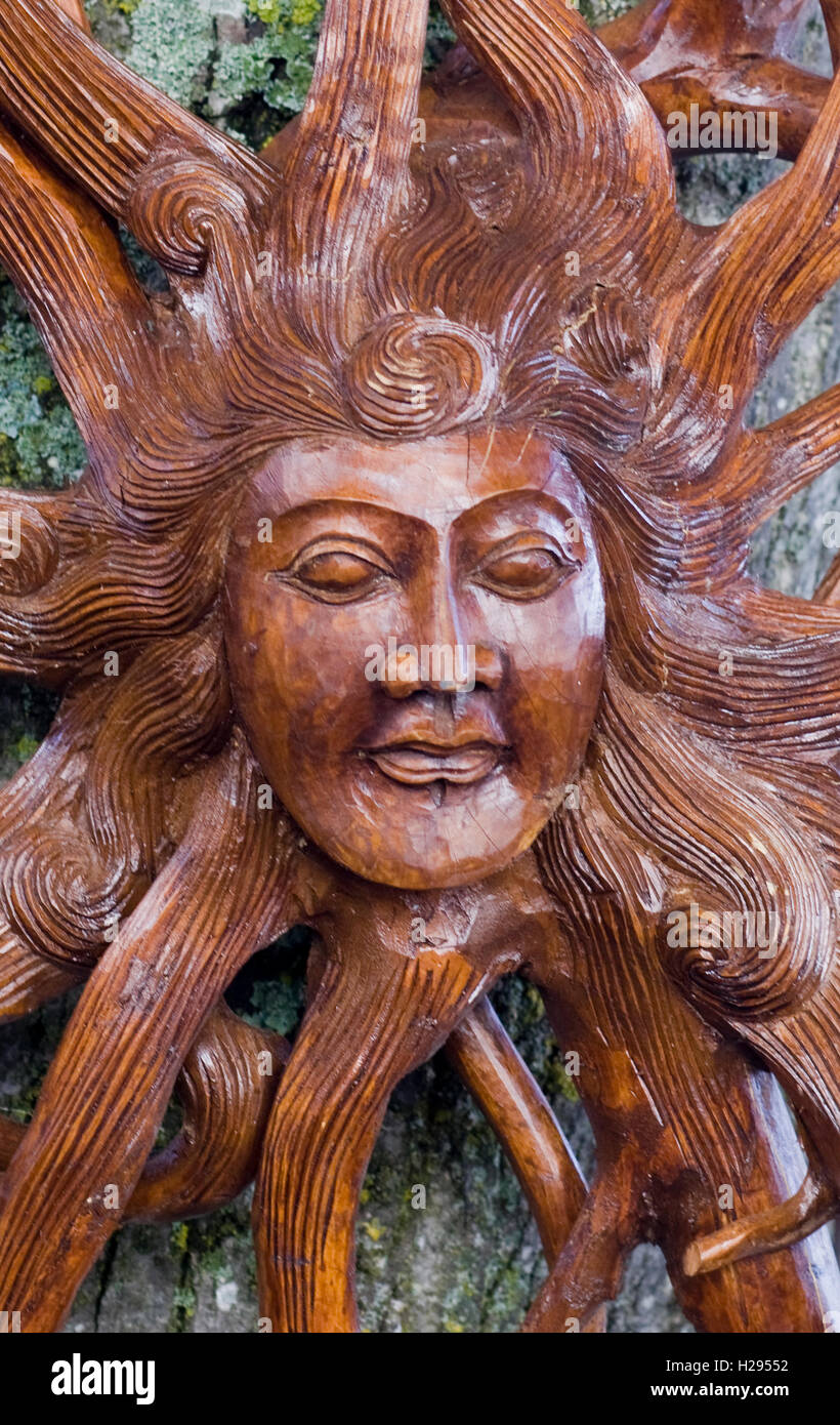 Wood Carving of a lady Stock Photo - Alamy