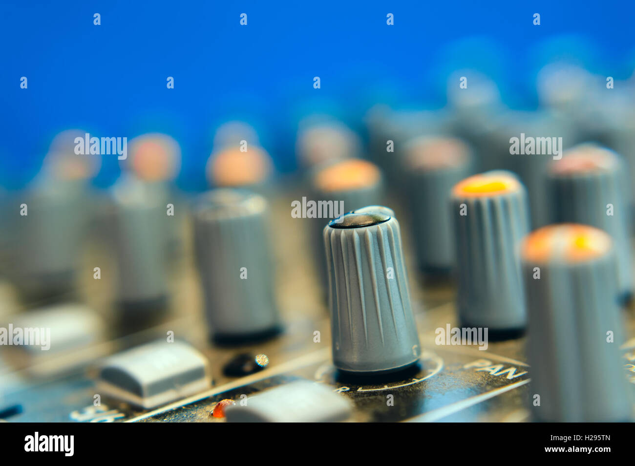 handle the equalizer on a mixing console Stock Photo - Alamy