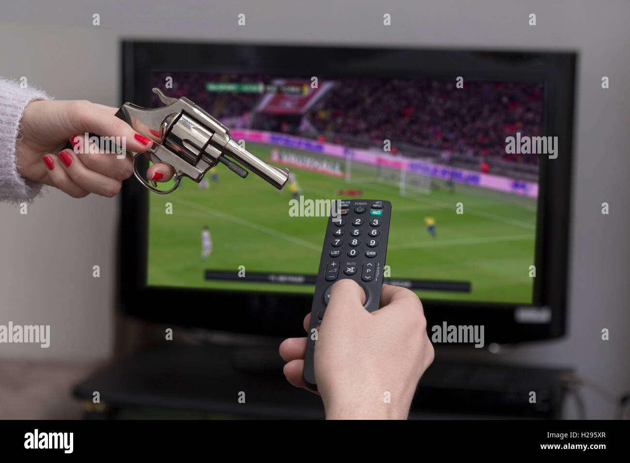 Sweetheart could you please change the channel Stock Photo - Alamy