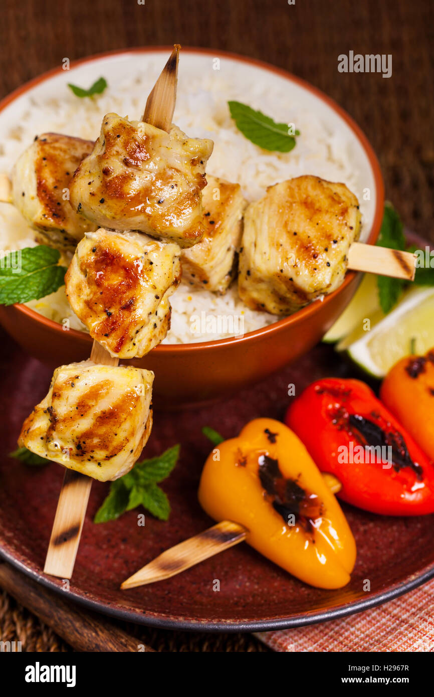 Middle Eastern Chicken Kebabs Stock Photo - Alamy
