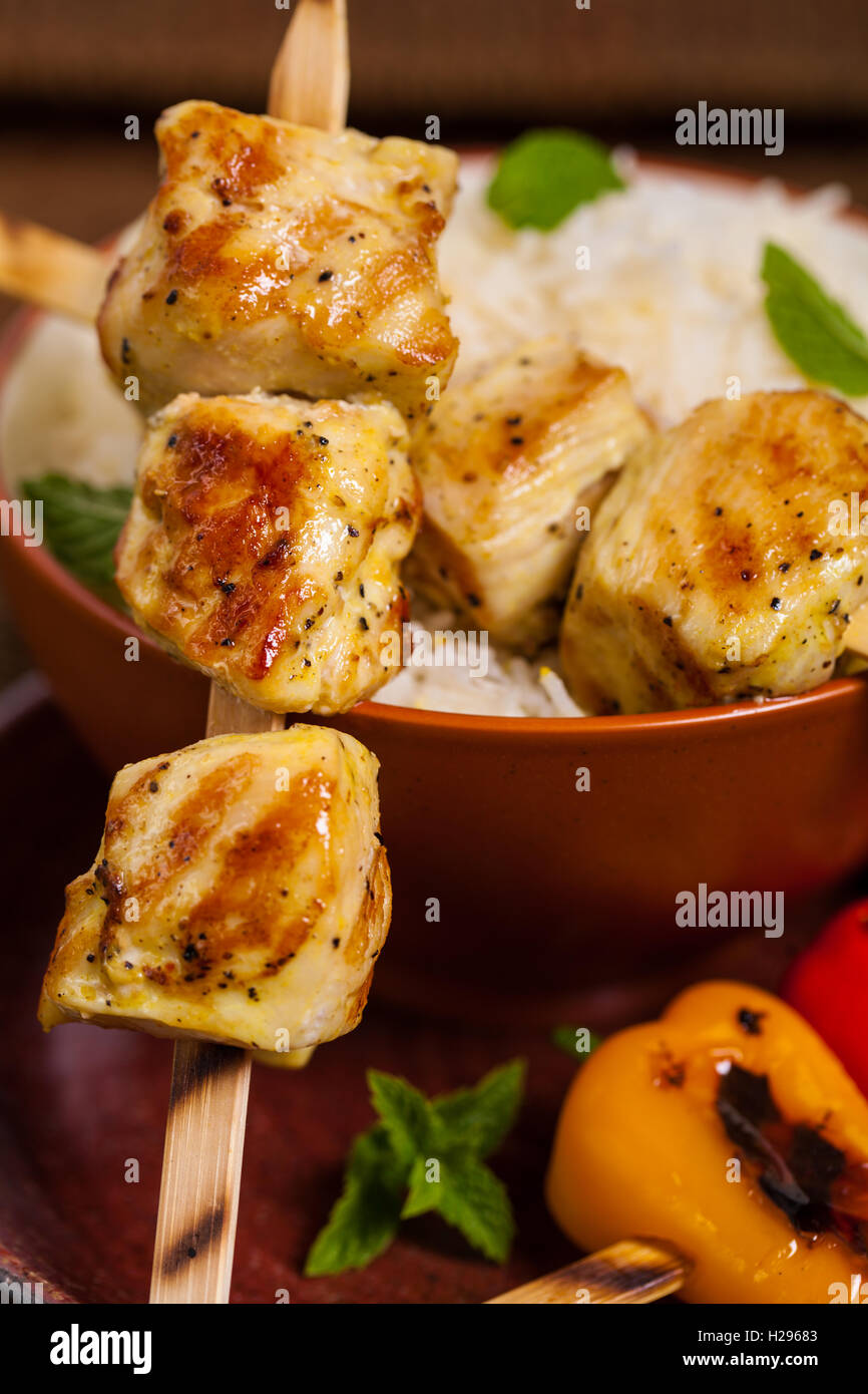 Middle Eastern Chicken Kebabs Stock Photo - Alamy