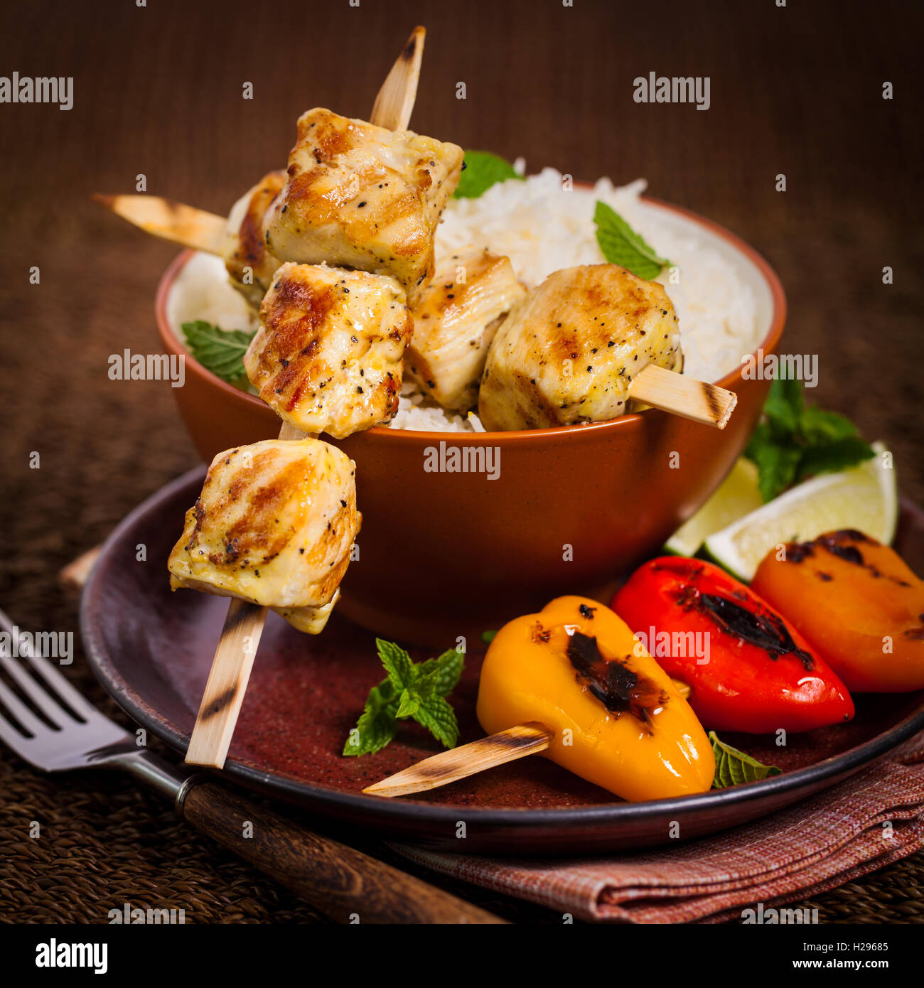 Middle Eastern Chicken Kebabs Stock Photo - Alamy