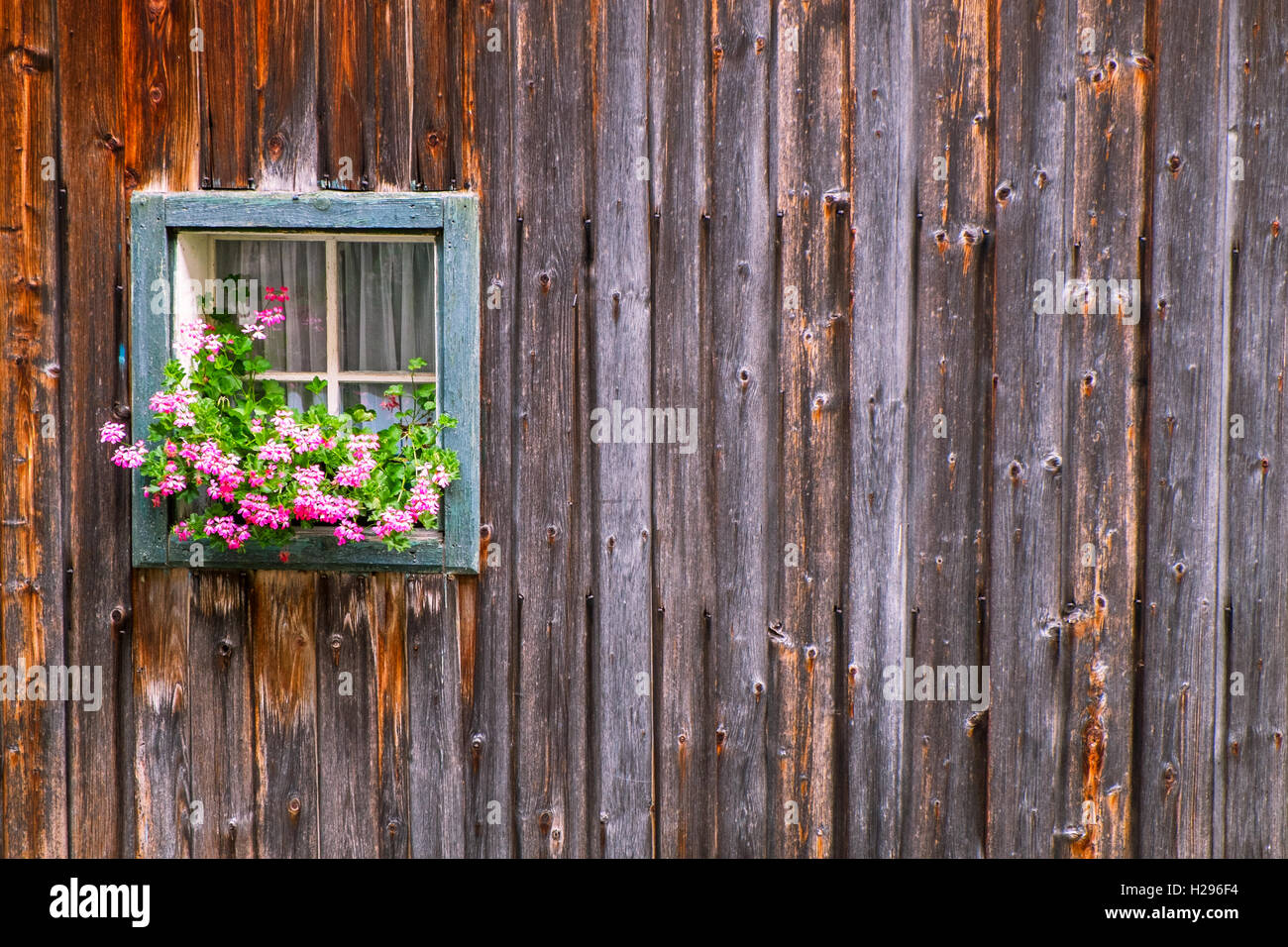 A typical Austrian farmhouse window in alps Stock Photo - Alamy