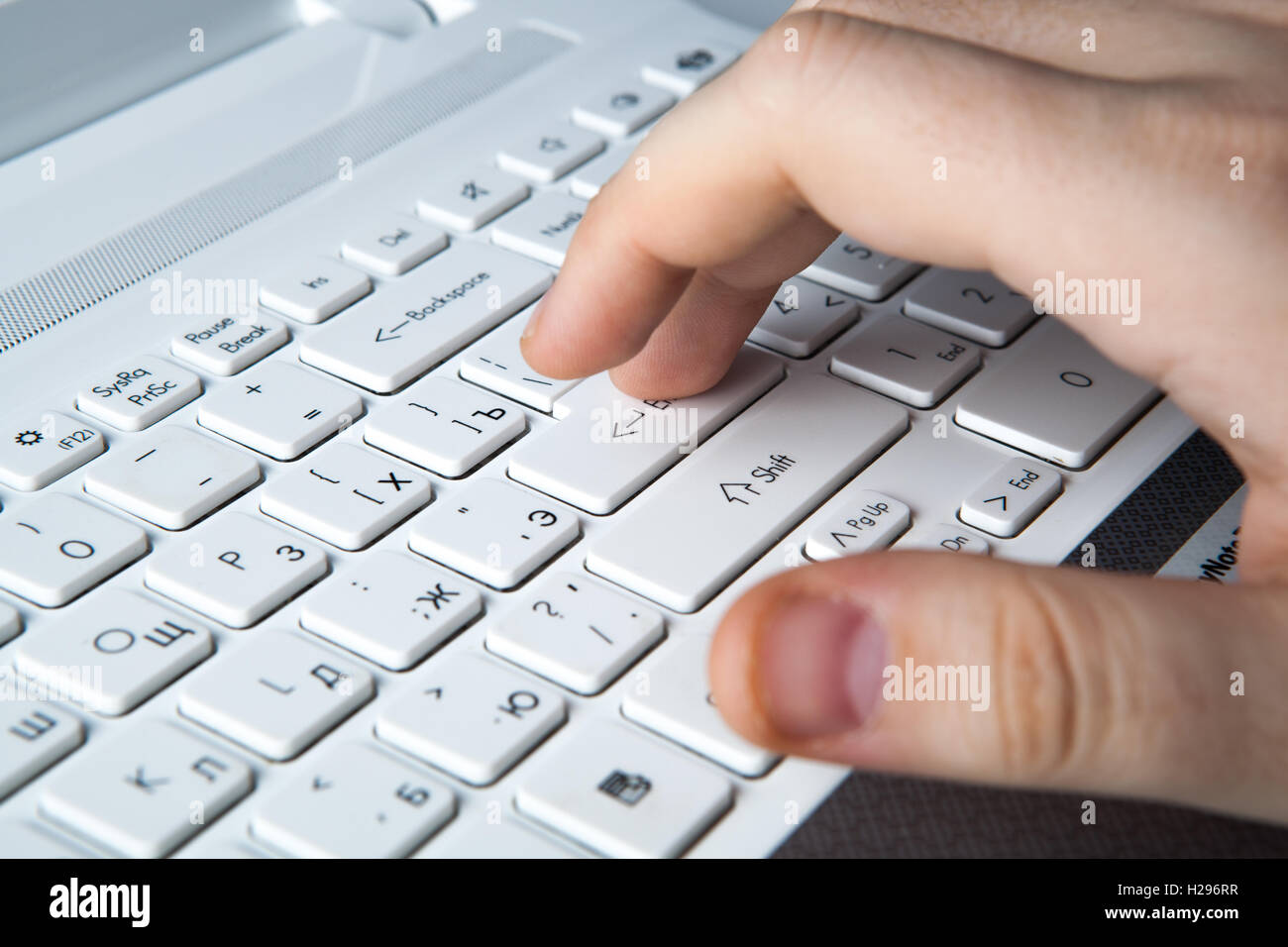 human fingers on the keyboard Stock Photo - Alamy