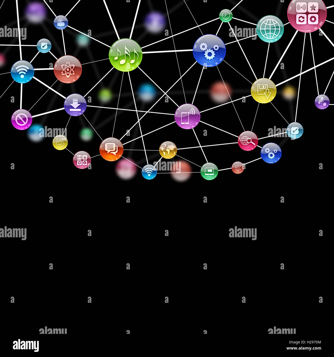 Communication between program icons Stock Photo - Alamy