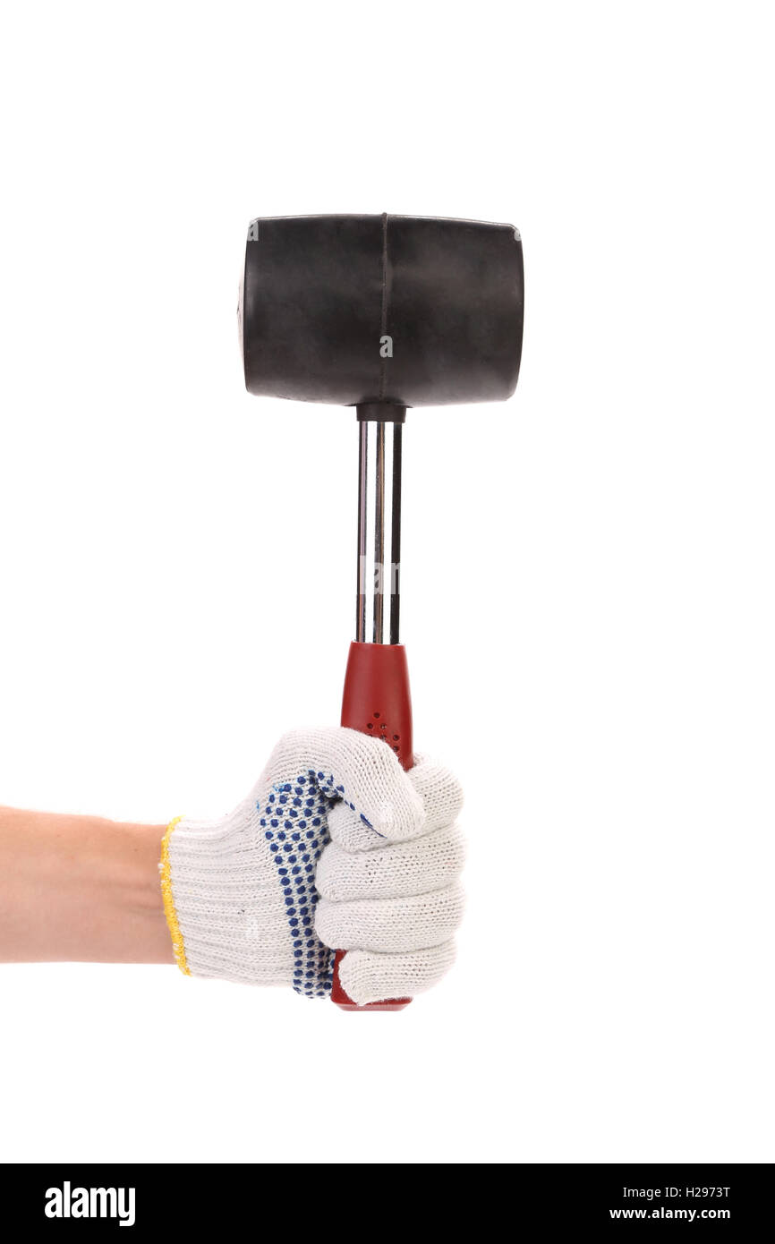 hand with rubber mallet Stock Photo - Alamy
