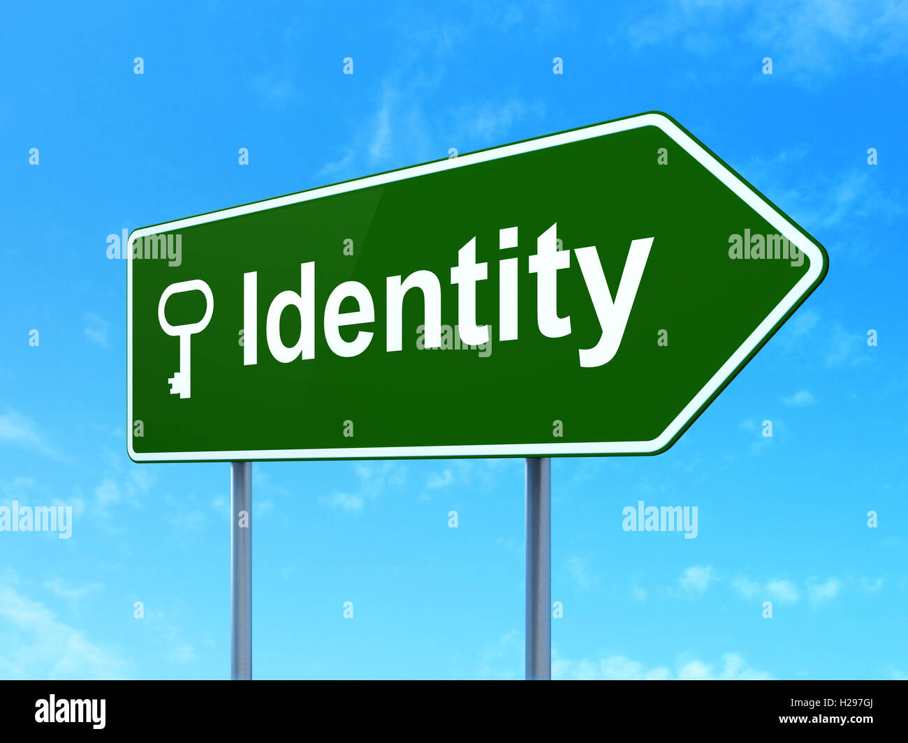 Security concept: Identity and Key on road sign background Stock Photo ...