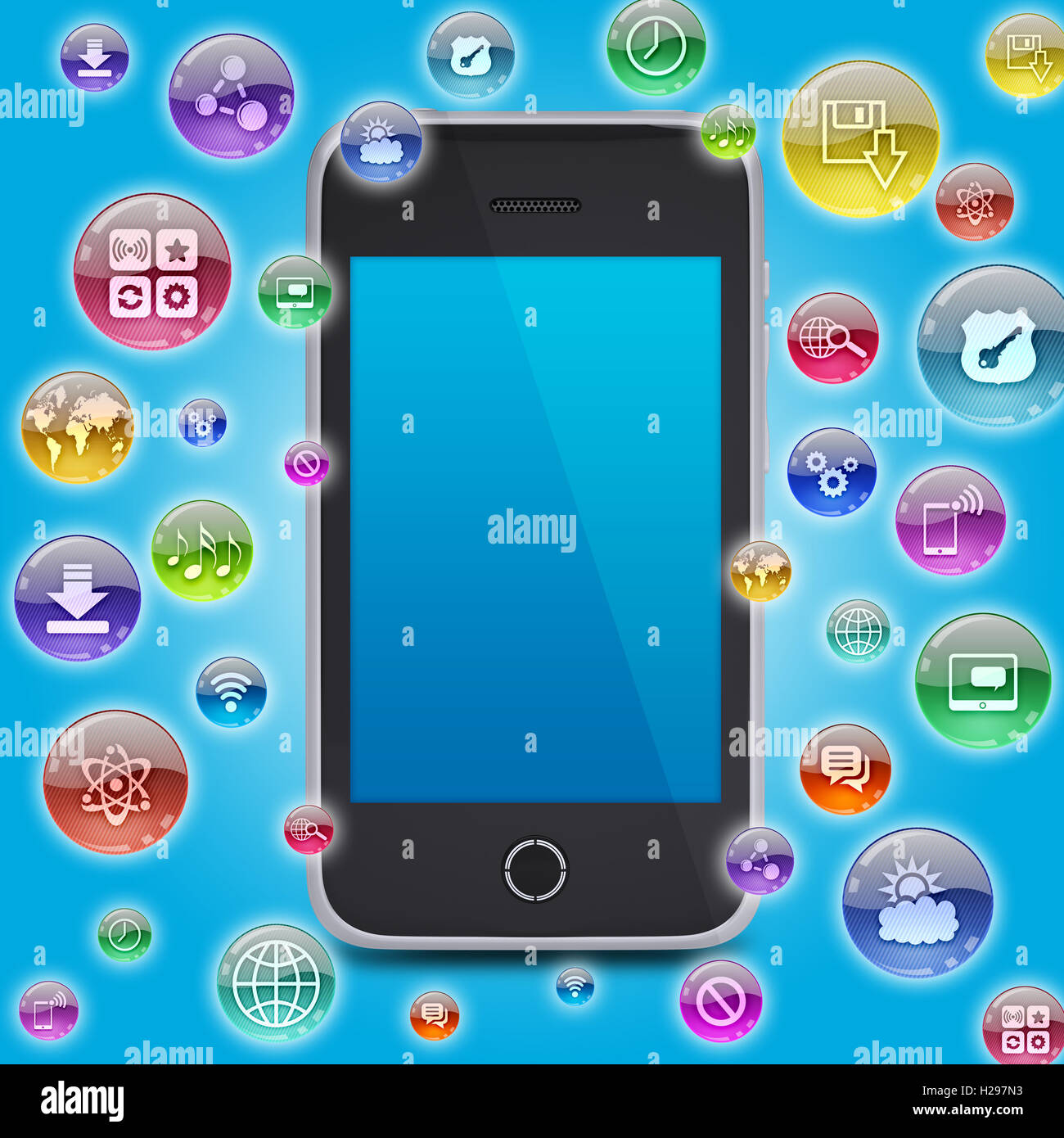 Smartphone and application icons Stock Photo - Alamy