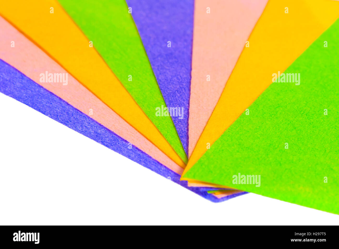 sheets of colored paper laid bright fan Stock Photo - Alamy