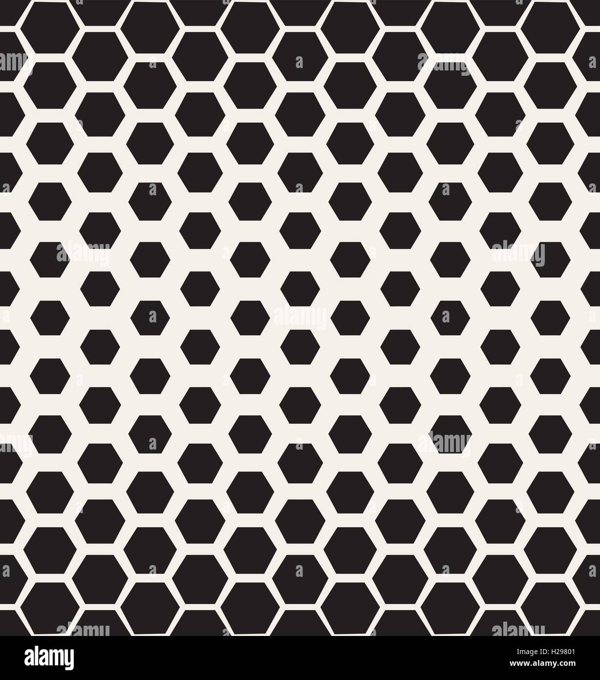 Vector Seamless Black and White Halftone Hexagonal Grid Pattern Stock ...