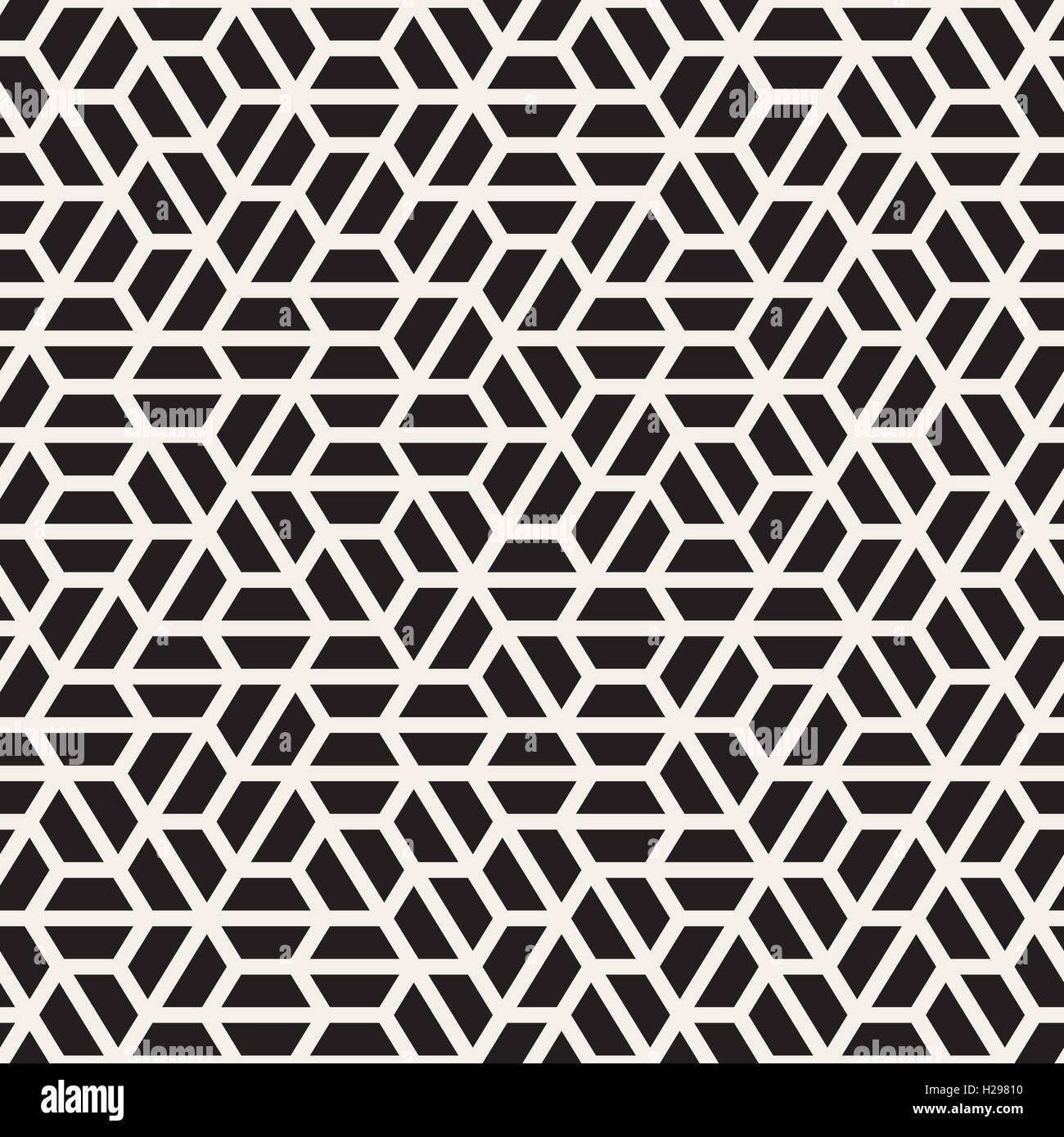 Vector Seamless Black and White Irregular Hexagonal Grid Pattern Stock ...