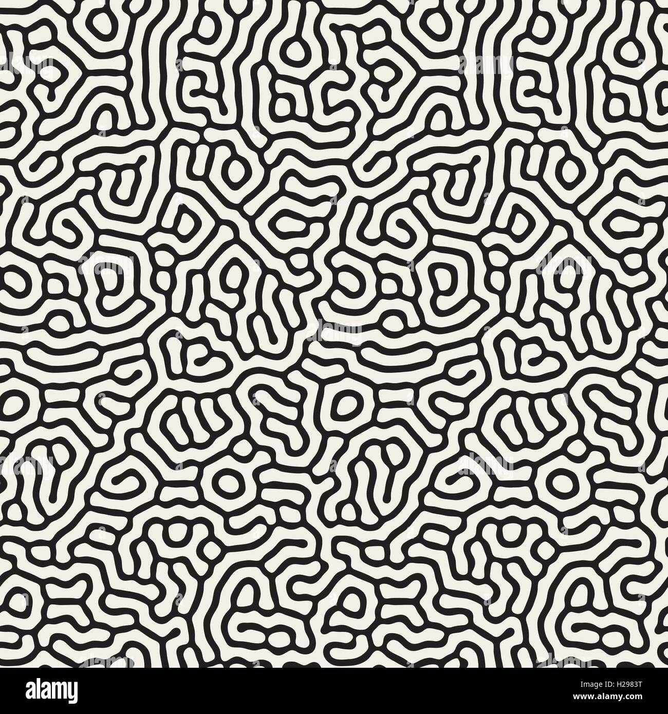 Vector Seamless Black and White Organic Lines Pattern Stock Vector ...