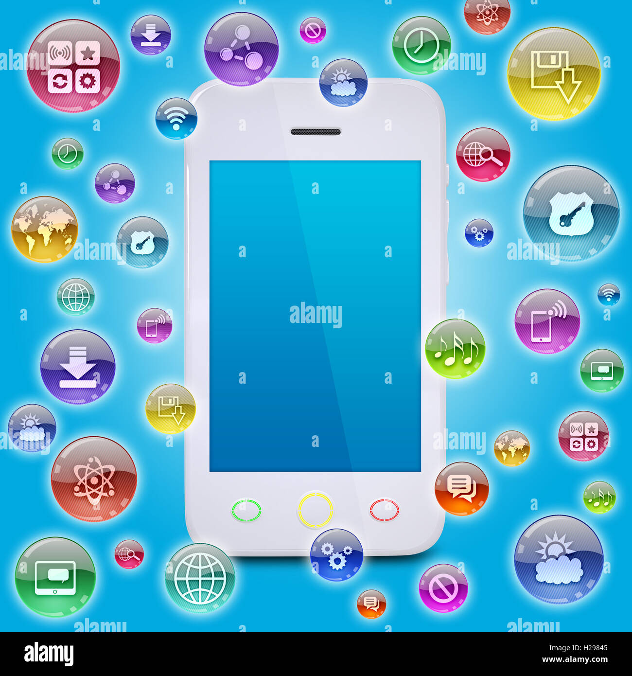 Smartphone and application icons Stock Photo - Alamy