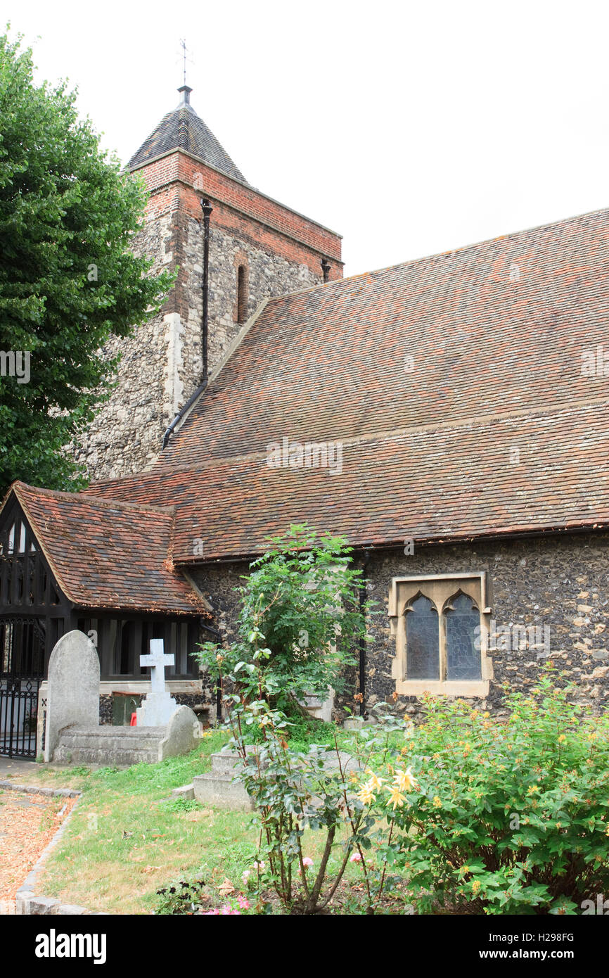 Porch and bell tower of rainham parish church hi-res stock photography ...