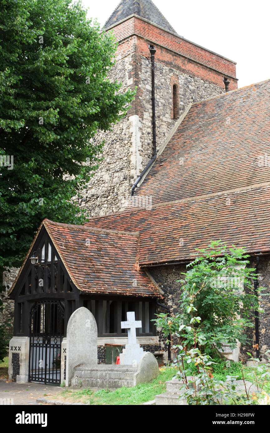 Porch and bell tower of rainham parish church hi-res stock photography ...