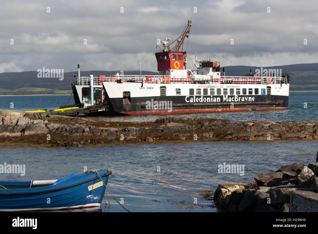 Isle of Gigha, Scotland. Picturesque view of the CalMac ferry MV Loch ...