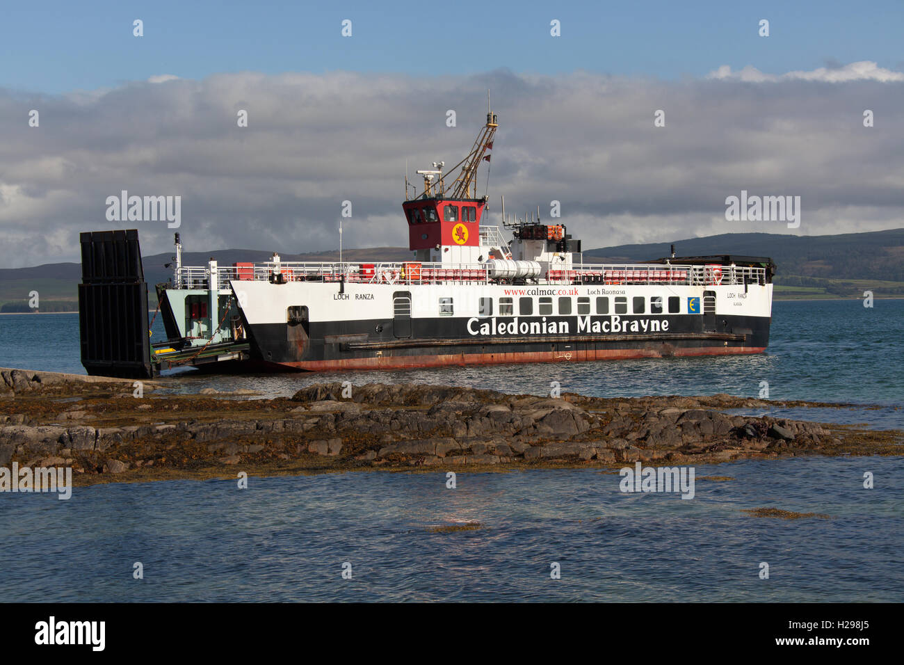 Isle of Gigha, Scotland. Picturesque view of the CalMac ferry MV Loch ...