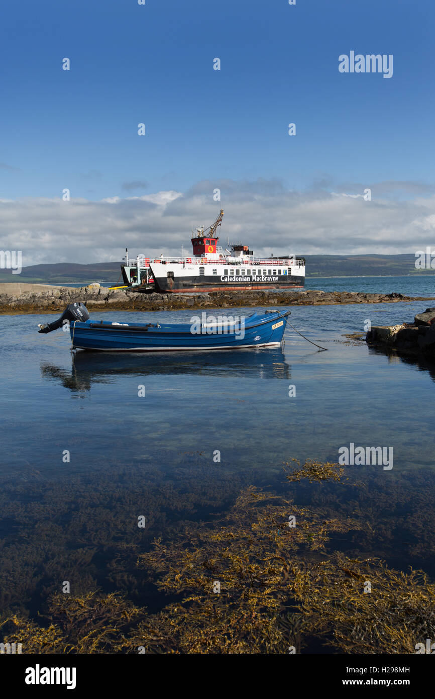 Isle of Gigha, Scotland. Picturesque view of the CalMac ferry MV Loch ...