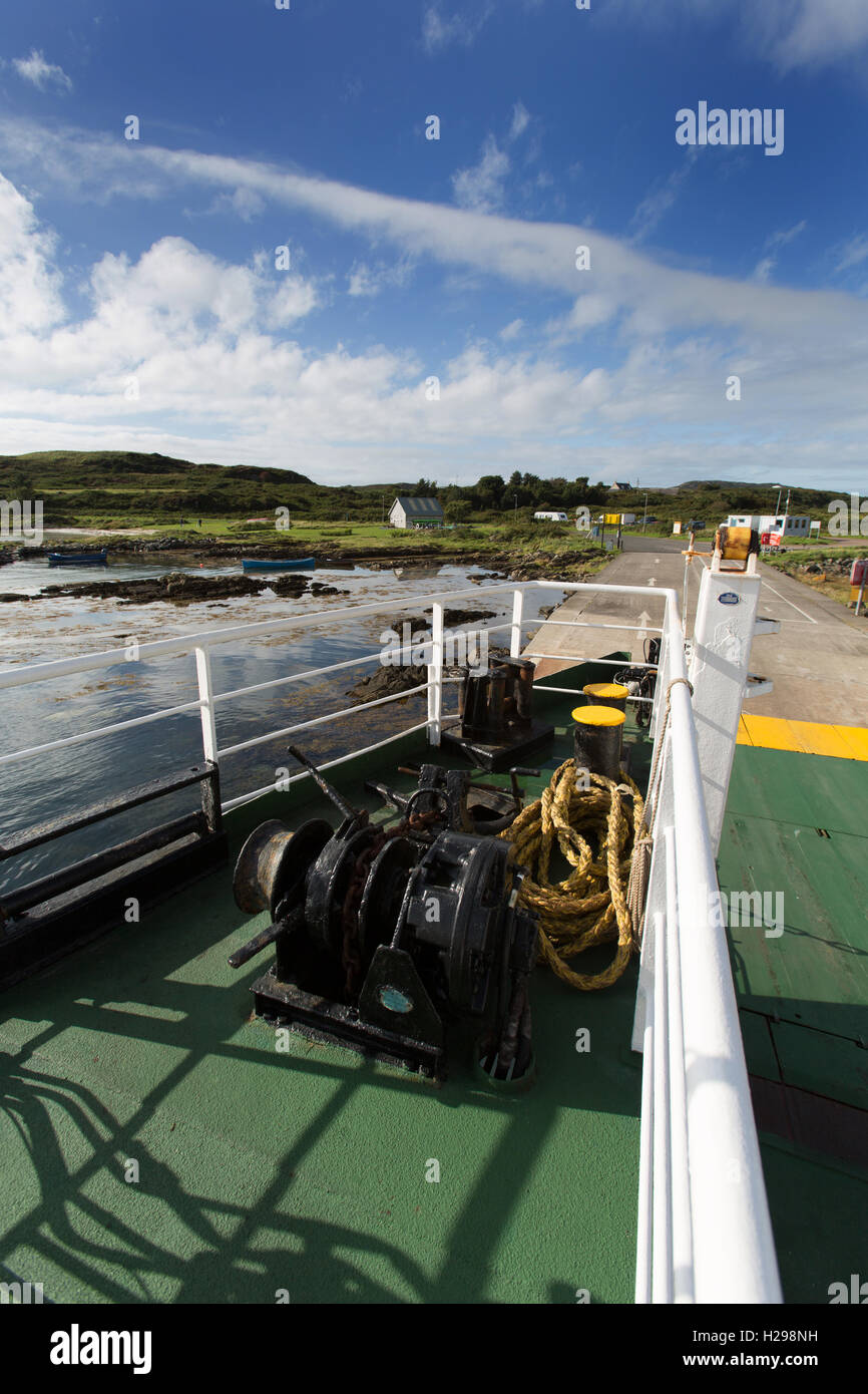 Isle of Gigha, Scotland. Picturesque view of the CalMac ferry MV Loch ...