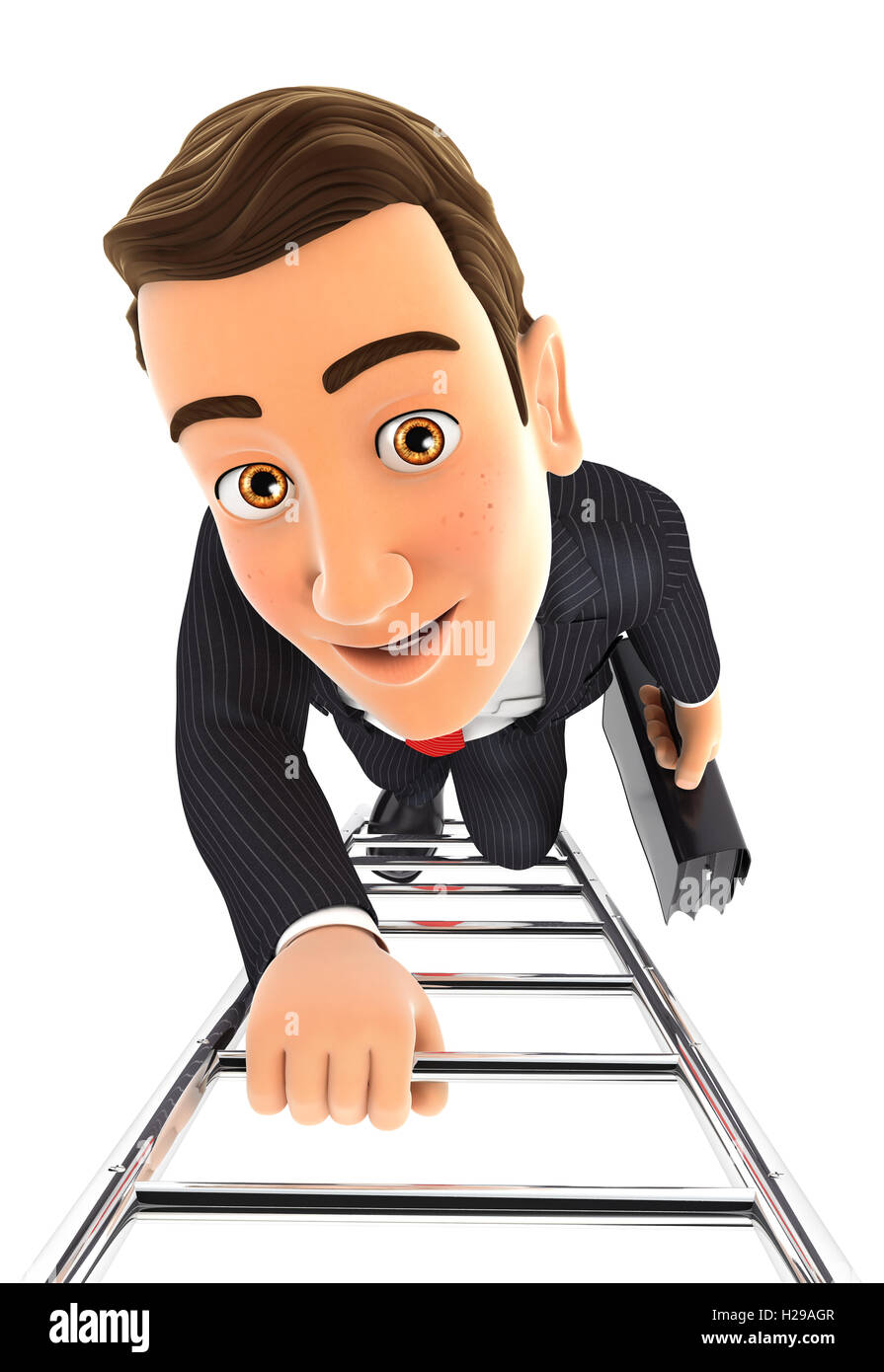 Cartoon illustration man climbing ladder hi-res stock photography and ...