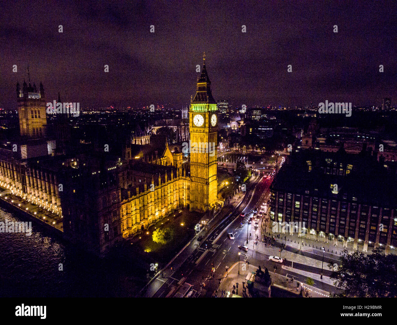 London with the Big Ben Tower clock the Skyline at night Stock Photo ...