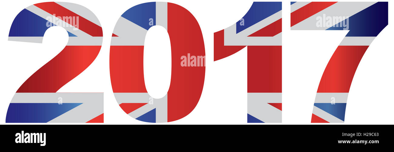 2017 Great Britain Union Jack Flag Numbers Outline Isolated on White ...