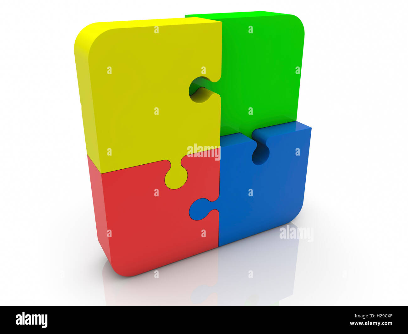 Puzzle pieces in various colors on white Stock Photo - Alamy