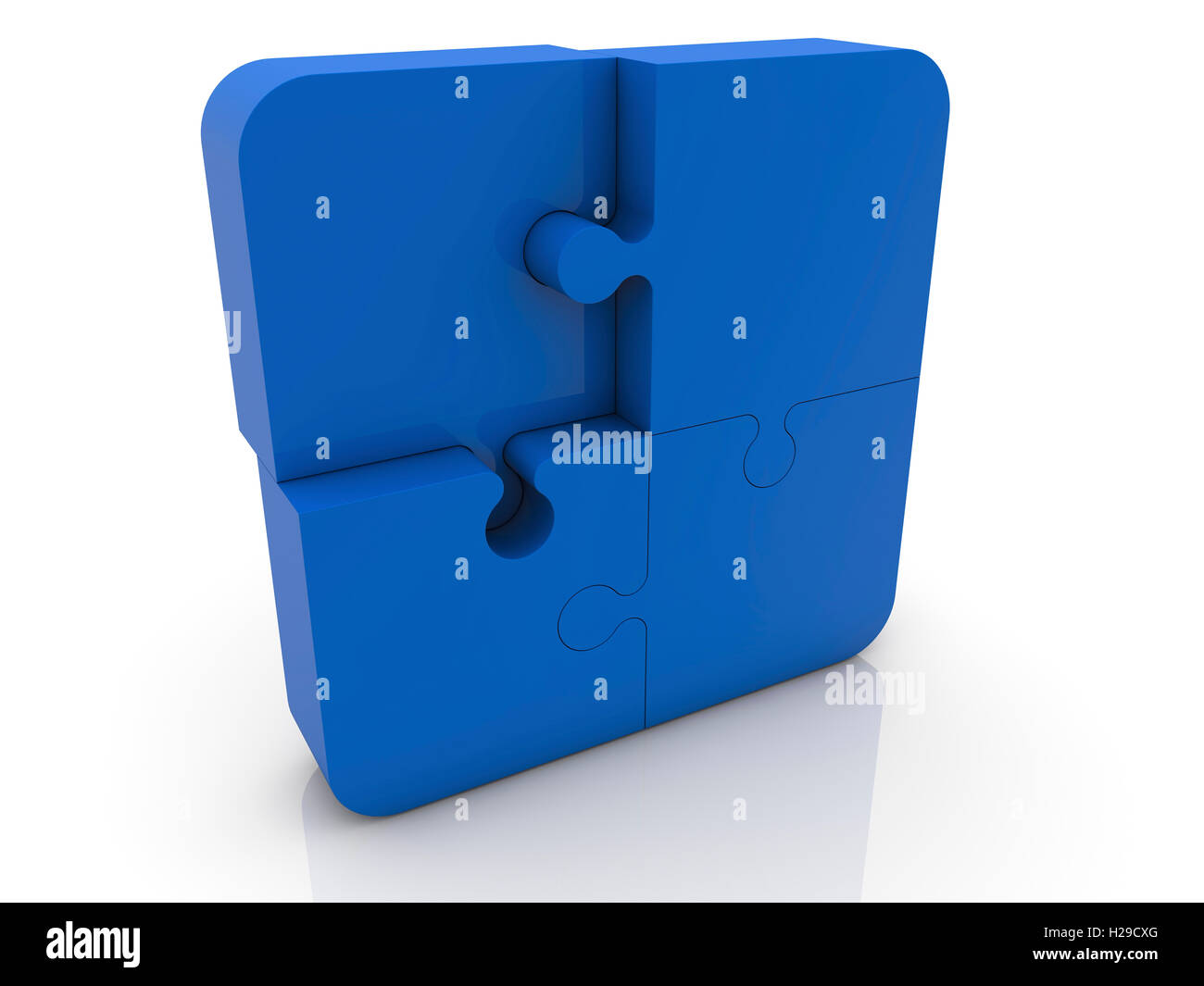 Puzzle pieces in blue color on white Stock Photo - Alamy